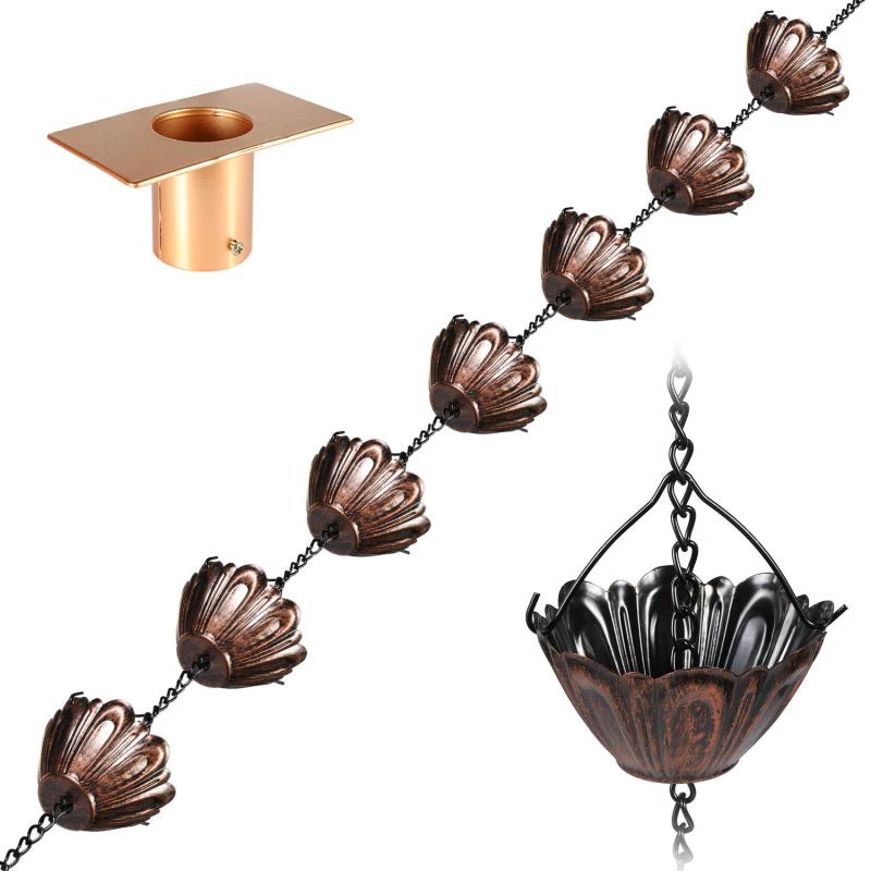 Vindar 2.6m 側溝雨鎖Vindar装飾性雨水チェーンを使用して伝統的な排水溝システムをアップグレードし、雨水を地面に導き、優雅な景観を提供するとともに、穏やかな音を創造しますVindarレインチェーンには重型調節可能チェーンリング...