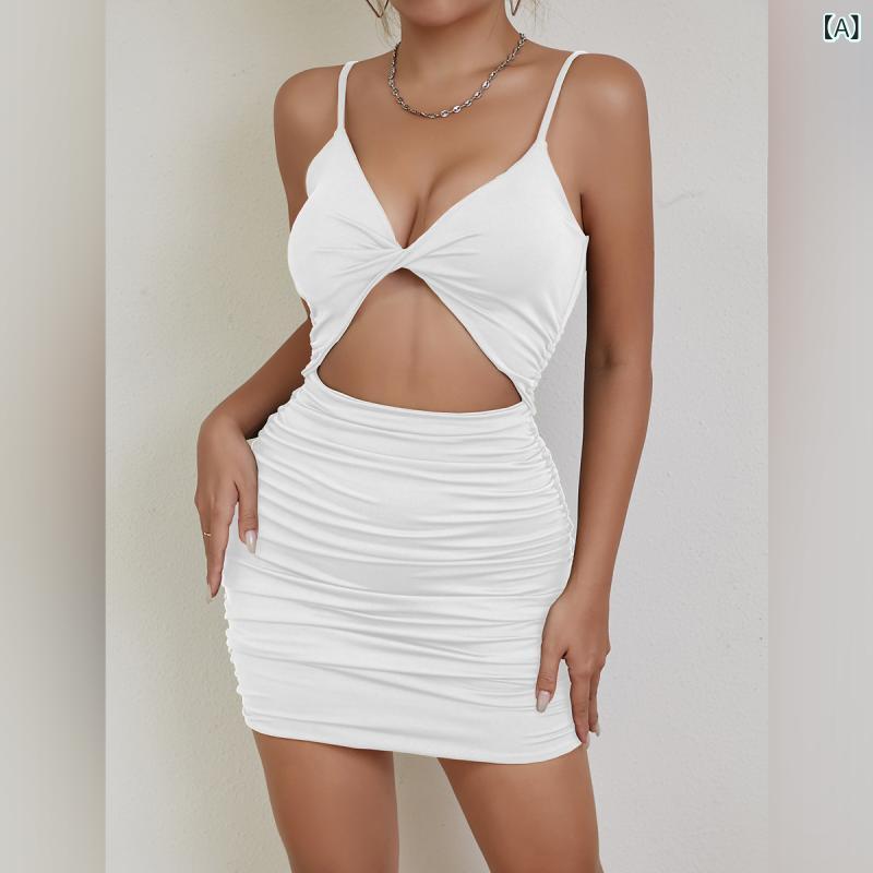 2025 Amazon ウィッシュクロスボーダーレディースヨーロッパと アメリカの サスペンダークロスプリーツファッショナブルで セクシーな ドレス ドレス生地名: ミルクシルクパターン: ソリッドカラー職人技: コラージュ/スプライシング...