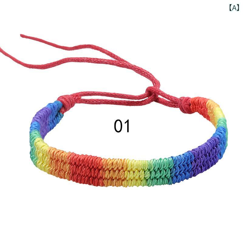 2個セット国境を 越えて 人気の ある カラフルな 赤い ひもの ブレスレットは、 虹の 友情の 手綱を 手作業で 編みます。種類: カラフルなひも材質: ワイヤーロープスタイル: 異国情緒,男女共通流行の要素: 配列発売年/季節: 202...