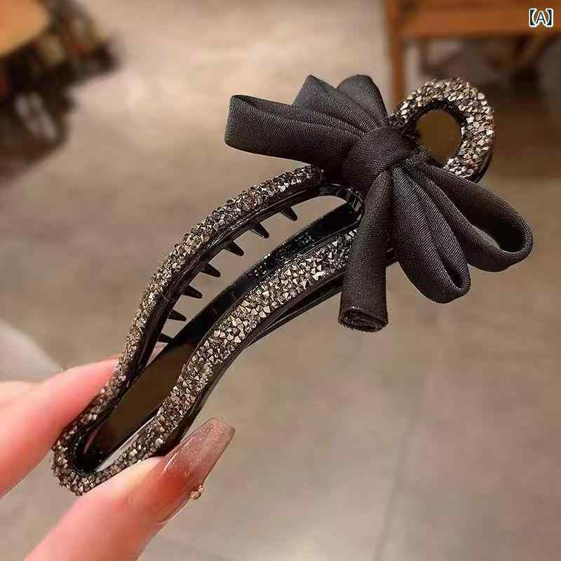 女性の 後頭部 用 ダイヤモンドが ちりばめ られた ヘア クリップ、 エレガントな ダックビルクリップ、 蝶結び ヘア クリップ、 髪 飾り、 散髪 用 ヘア アクセサリー材料: 混合素材商品番号: YH-YTSPブランド: HAKANZ...