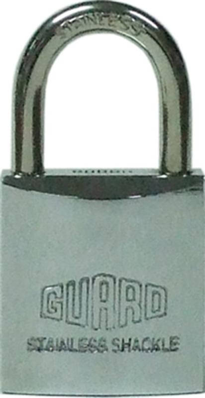 ガードロック ステンレス南京錠 NO.5000-25mm 3966400材質/シャックル部:ステンレス、ロック本体・シリンダー:真鍮製(クロームメッキ仕上げ)、キー:真鍮製(ニッケルメッキ仕上げ)、錠前機構:ピンシリンダー、ダブルカム用途:...