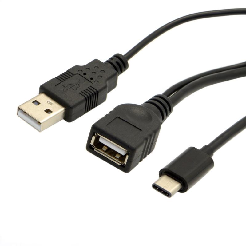 JSER USB-C Type-C USB 3.1 ホスト - USB 2.0 メス OTG データケーブル 抽出電源付き 携帯電話 Air Pro対応Type CコネクタはUSB 3.1用の新しいデザインです。タブレット、携帯電話、ハード...