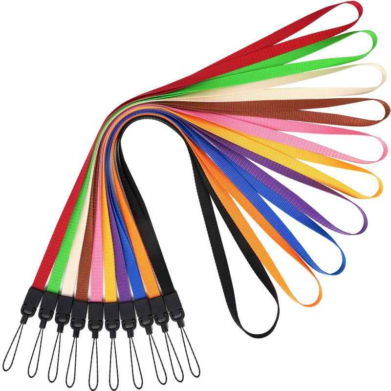AMUU ネックストラップ リング 首掛けストラップ リングストラップ 携帯ストラップ 吊下げひも ナイロン製 IDカードホルダー スマホ お財布 キー 用 アソートカラー 10個入りネックストラップ リング 首掛けストラップ リングストラップ