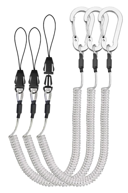 Lix&amp;Rix 落下防止ストラップ キー チェーン 落下・盗難防止 カラビナ付き ワンタッチ式 リング式 汎用 3本/4本/6本セット