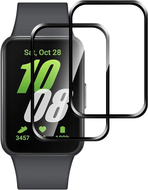 Gosento For Galaxy Fit3 フィルム 【2枚セット】PMMA+PC製素材 全面3D液晶保護フィルム 非-ガラス素材 飛散防止 気泡防止 Galaxy Fit 3 対応 (ブラック)【対応機種】Galaxy Fit3 専用...