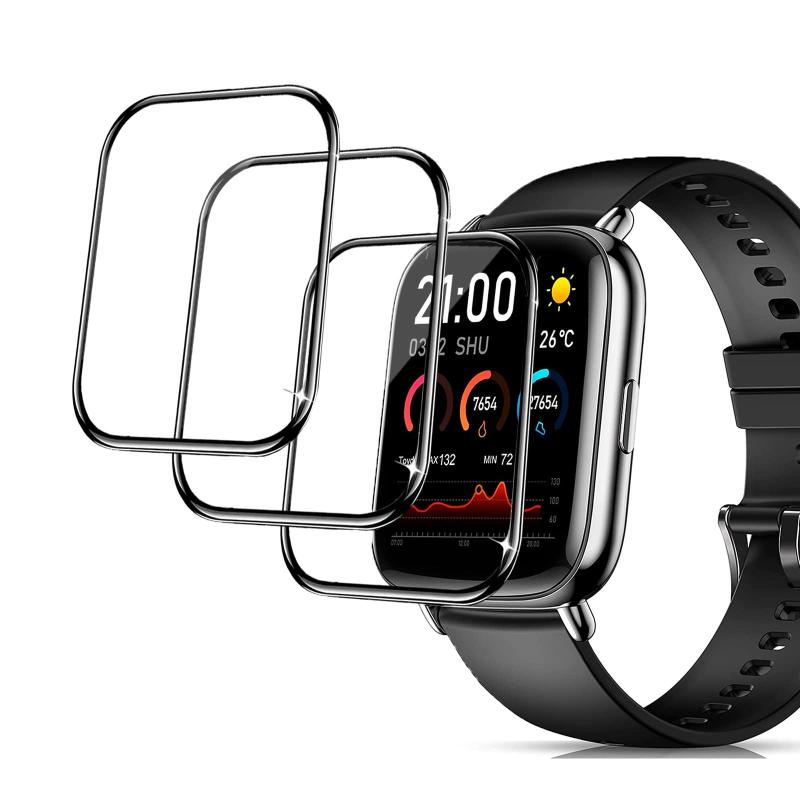 Lamsaw for Helalife スマートウォッチ 保護フィルム,【3枚セット】全面保護 フィルム 対応 Helalife UM68T 1.7インチ スマートウォッチ 3D全面保護 フロート高感度タッチ高透過率 水防指紋防止&quot...