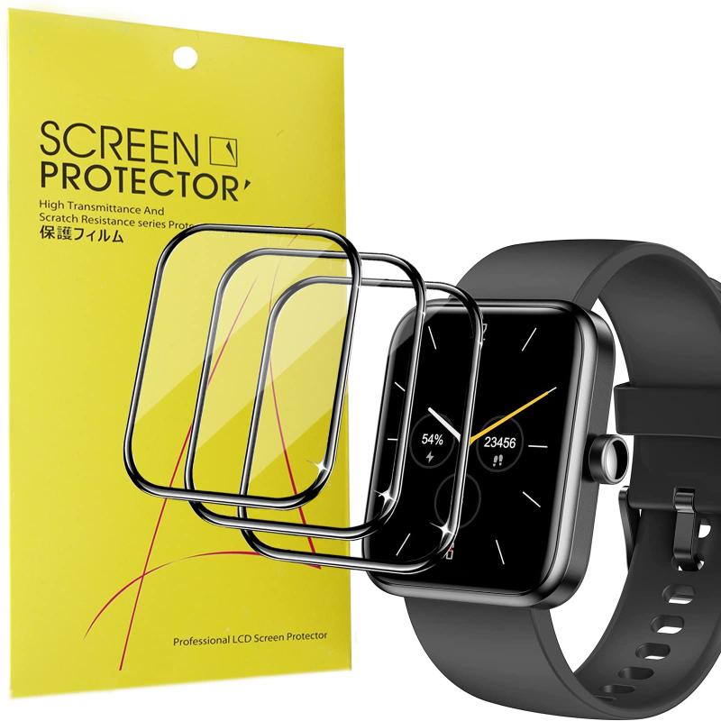 Lamsaw for TOZO S2 40mm Miniスマートウォッチ 保護フィルム,【3枚セット】全面保護 フィルム 対応TOZO S2 40mm Miniスマートウォッチ 3D全面保護 フロート高感度タッチ高透過率 水防指紋防止対応機...