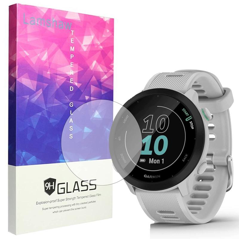Lamshaw for Garmin Forerunner 55 保護フィルム, 9H ガラスフィルム カバー 対応 GARMIN(ガーミン) Forerunner 55 スマートウォッチ