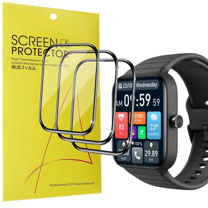 Lamsaw for Motivaris スマートウォッチ 保護フィルム,【3枚セット】全面保護 フィルム 3D全面保護 フロート高感度タッチ高透過率 防水指紋防止 対応 Motivaris ‎‎IDW25 1.8インチ スマートウォッチ対...