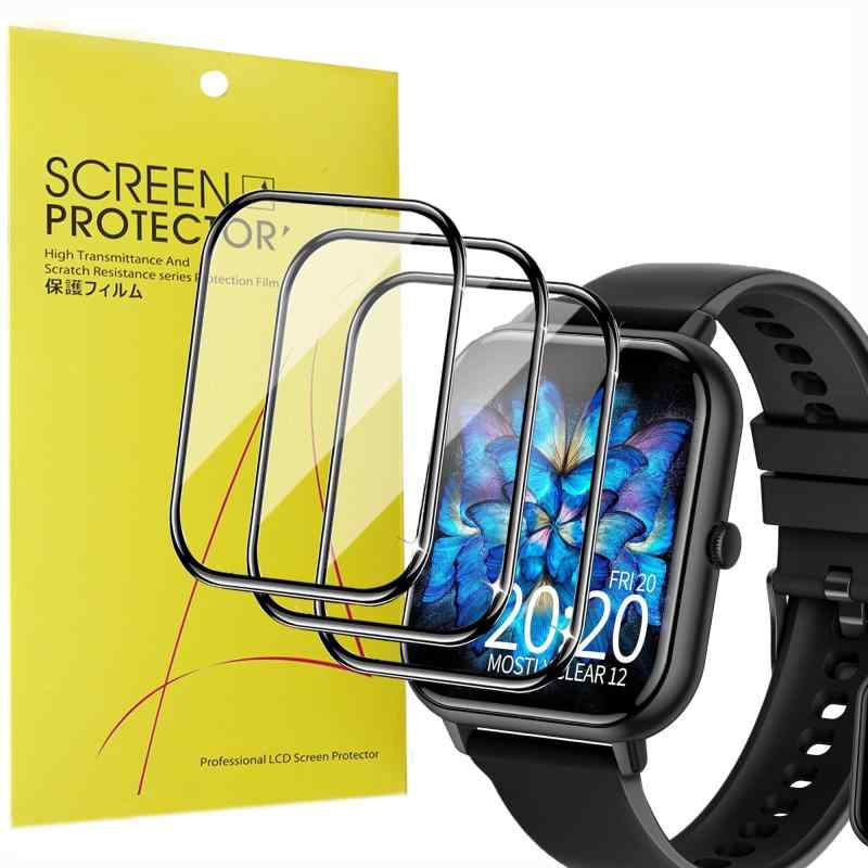 Lamsaw for RLQA 54 スマートウォッチ 保護フィルム,【3枚セット】全面保護 フィルム 3D全面保護 フロート高感度タッチ高透過率 水防指紋防止 RLQA 54スマートウォッチに対応対応機種：RLQA 54 スマートウォッチ...