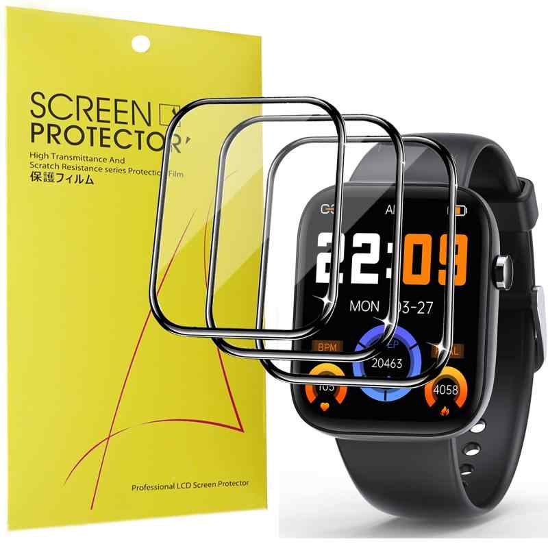 Lamsaw for Wapikスマートウォッチ 保護フィルム,【3枚セット】全面保護 フィルム 対応 Wapik X3 1.85インチ スマートウォッチ/ADOSSY X3 1.85インチ スマートウォッチ 3D全面保護 フロート高感度タ...