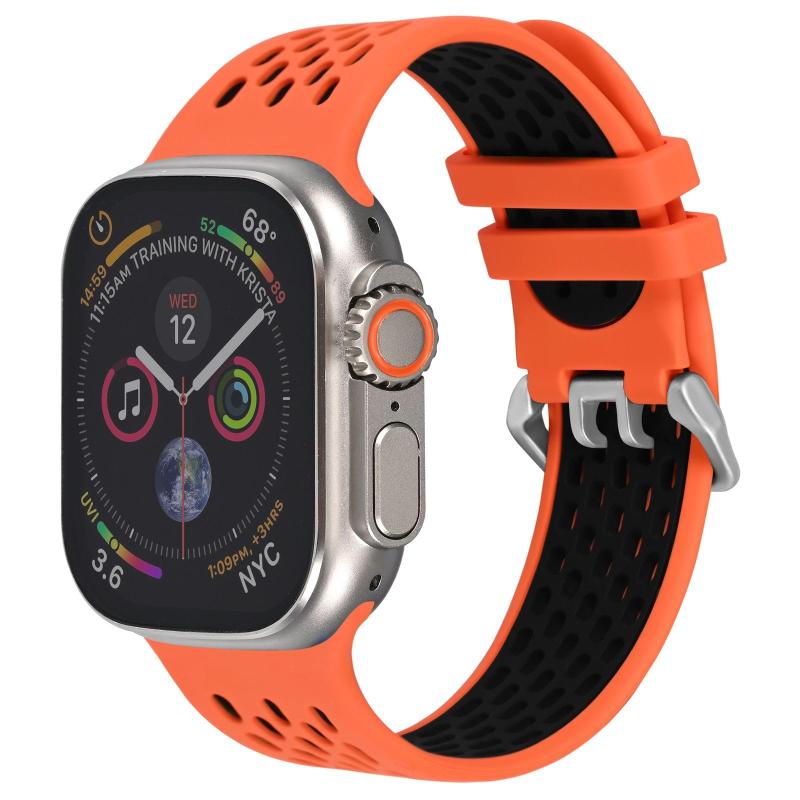 [MABEKS]コンパチブル Apple Watch バンド 38/40/41/42/44/45/49mm,シリコンベルト 腕時計バンド, 通気性が良く、柔らかくて快適