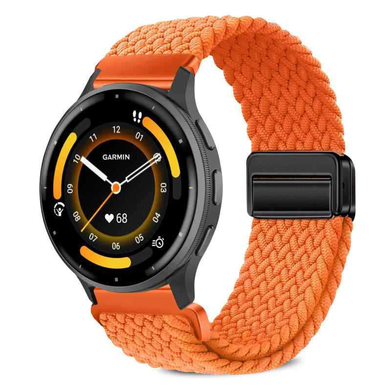 [VanHooc] 22mm バンド Garmin Venu 4/3 45mm/Forerunner 570 47mm/Forerunner 265/255/vivoactive 4対応 ナイロン ブレイデッド 編組 伸縮性 マグネット バ...