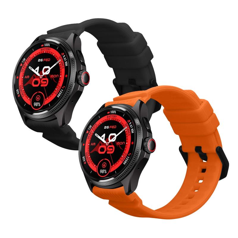 [kwmobile] 2x 交換バンド Ticwatch Pro 5 Enduro/Pro 5 / Atlas/iTouch Air 3対応 ベルト - シリコンバンド ソフト TPU 耐久性 黒色/ダークグレーぴったり: Ticwatch...