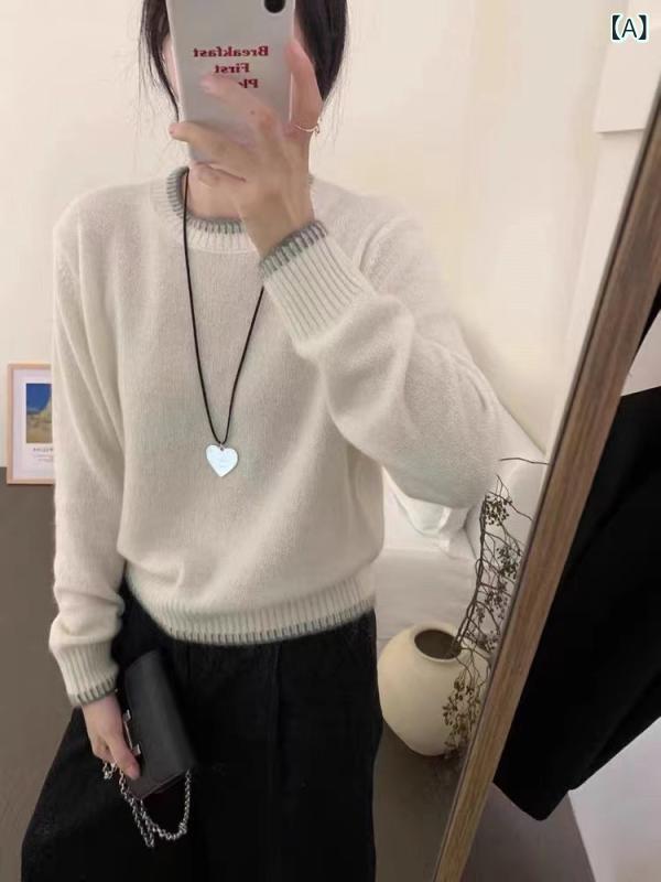 七 針の 厚い 快適な モチ モチの カシミヤの プルオーバーの 丸首の 女性は 色の メリヤスに ぶつかって 底の 短い 長袖の セーターを 打ちます。商品番号: TTY2455200ブランド: その他パターン: ソリッドカラースタイル:...