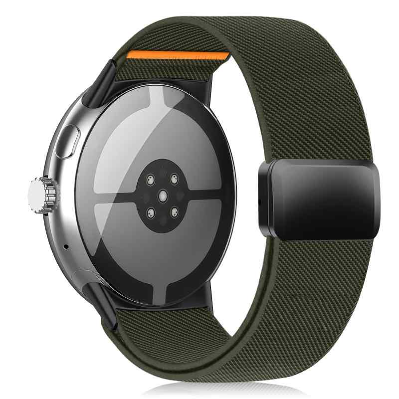 [RoSoki] バンド 弾性ナイロンバンド Google Pixel Watch 4・3・2・1 (41 mm) / Google Pixel Watch 4・3 (45 mm) 対応 マグネットバックル 交換ベルト 交換バンド 替えスト...