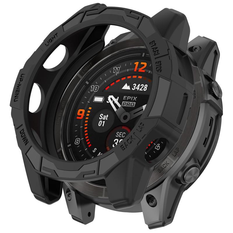 ［RuenTech］適用Garmin Epix Pro Gen 2 47mm/Fenix 7 Pro/Fenix 7用カバー/ケース フルカバーソフトTPU素材 保護カバー 耐衝撃性 取扱簡単 超薄型 1個 (ブラック)対応: 適用 Gar...