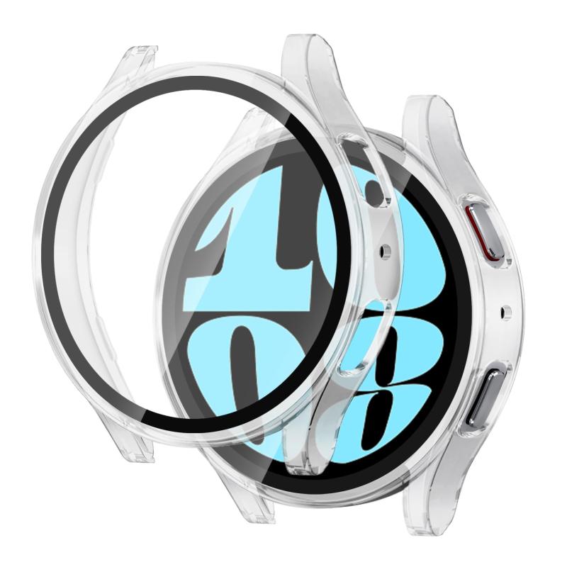 コンパチブル galaxy watch 6 カバー 40mm 44mm レディース メンズ、コンパチブル galaxyウォッチ6 カバー 40mm 44mm、pc 保護ケース 強化ガラス 超薄型 耐衝撃 タッチ感度が良い 高透過率 指紋防止...