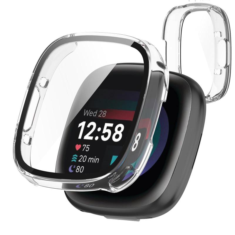 TOORQR For Fitbit Sense 2/Versa 4 ケース Fitbit Sense 2/Versa 4 カバー PC素材 カバー ガラスフィルム一体型 全面保護 耐衝撃 軽量 指紋防止 傷防止 キズ防止 防塵 日本旭硝子材