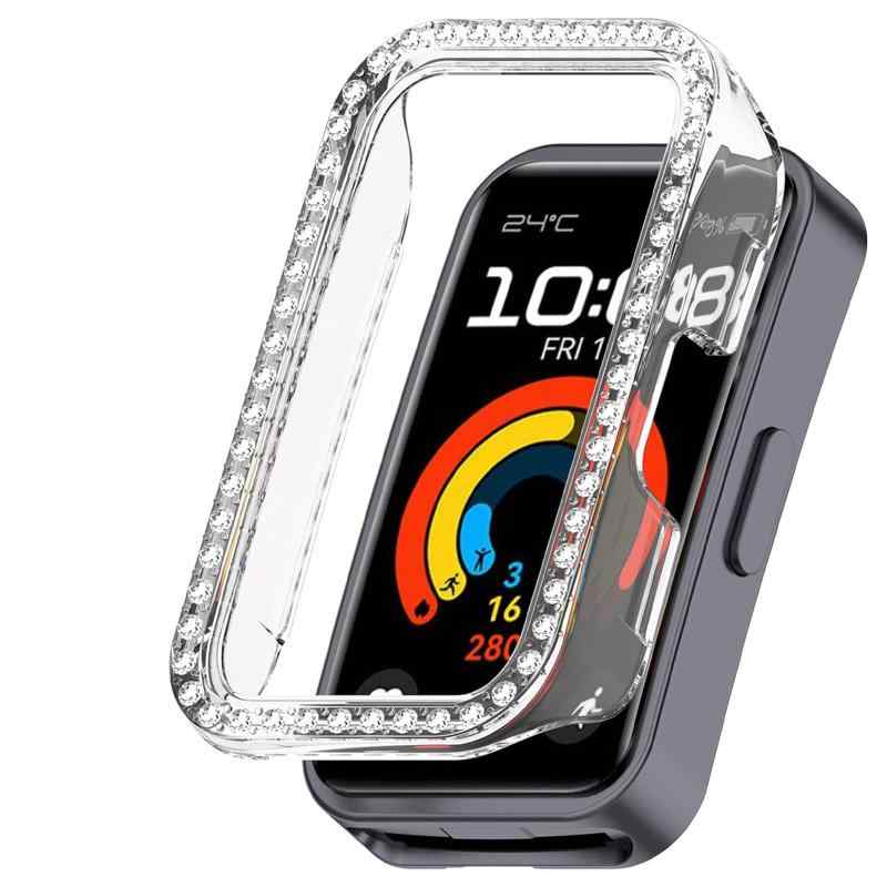 CIOODDW for Huawei Band 10/9/8 カバー ダブルダイヤモンド キラキラ 超簿軽量 PC素材 耐衝撃 装着簡単 Huawei Band 10/9/8 対応 可愛い 傷防止 簡単に取り付け・取 全面保護 ファーウェイ...