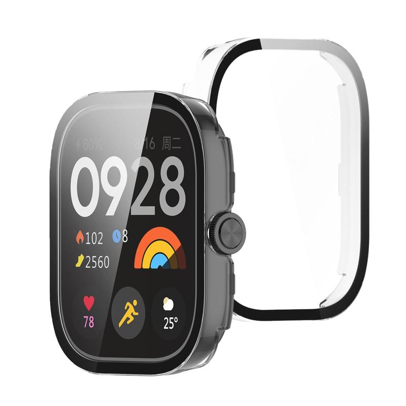 BUITFOU For Redmi Watch 4 カバー xiaomi(シャオミ)Redmi Watch 4 ケース 超薄型 PC+ガラス素材 一体型 全面保護 超薄型 装着簡単 耐衝撃 高透過率 指紋防止 傷防止（ブラック）【対応機種】...