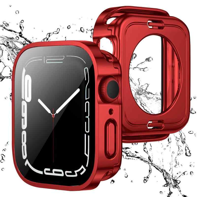 GEITOO 対応 Apple Watch ケース Series 10/9/8/76/5/4/SE/SE2 46mm 42mm 45mm 41mm 44mm 40mm アップルウォッチ PC素材+9H硬度ガラス 防水 防塵 一体型 高感度 ...