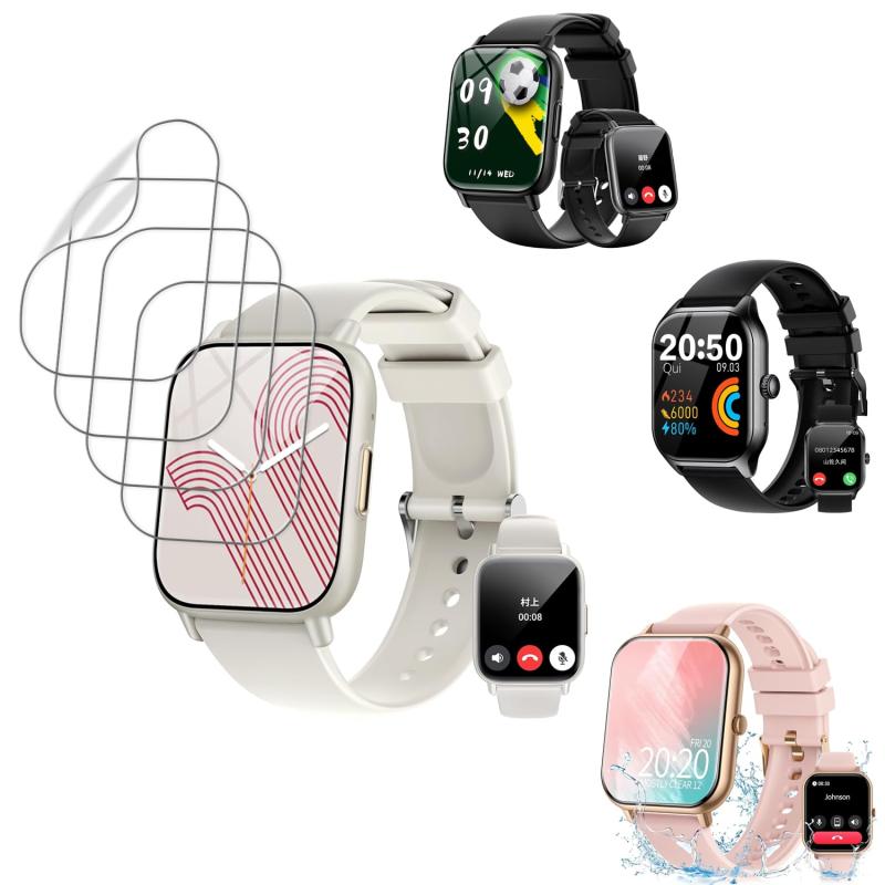 【4枚セット】For スマートウォッチ 1.83 インチ 保護 フィルム （1.83 インチディスプレイ) 【BAOLINTX】HD画面対応 気泡防止 装着簡単 耐指紋 高透過率 指紋防止 液晶保護 衝撃吸収 取付簡単 自【対応機種】：ウォ...