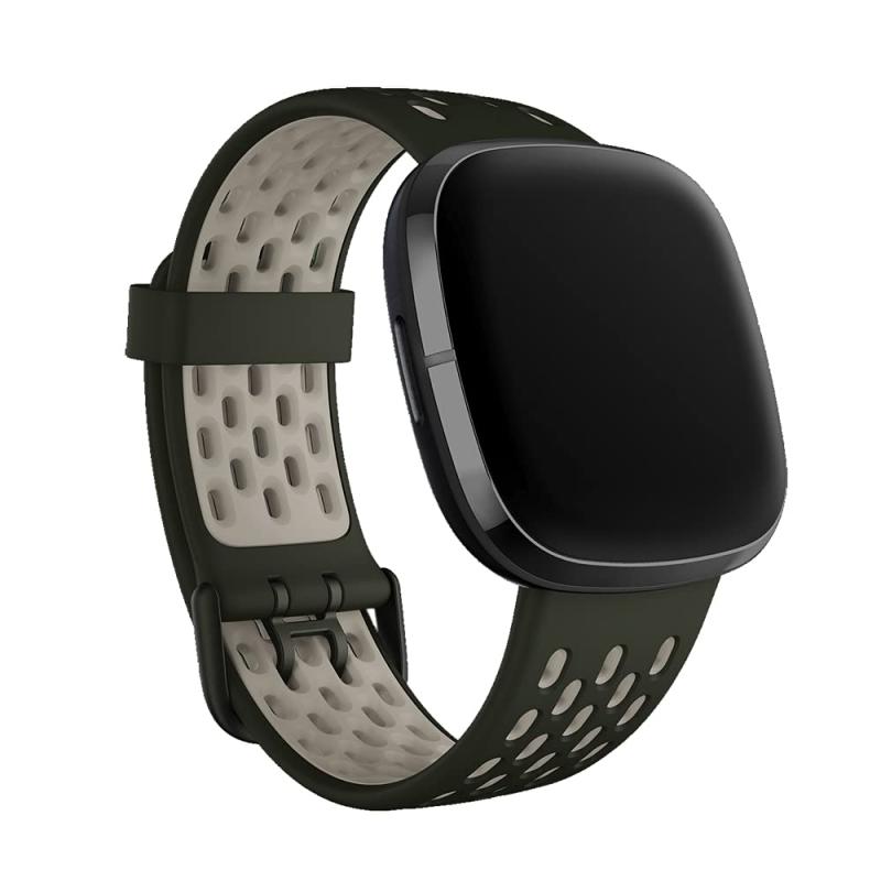 対応Fitbit Versa3 Senseバンド フィットビット バーサ3 バンドと互換性あり XINDONA シリコーン 製 ソフトスポーツストラップ 交換ベルト 通気性 (S, レッド＋グレー)[サイズ]手首周囲135mm-200mmに...