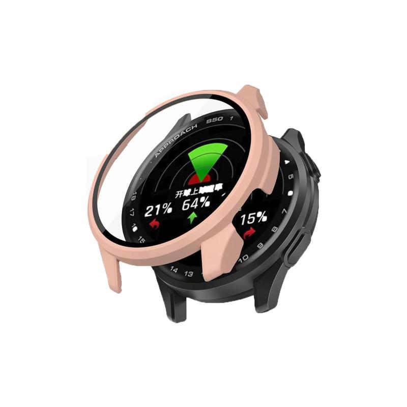 For ガーミン(GARMIN) Approach S50 ケース フィルム 強化ガラスフィルム ガラスフイルム一体型ケース 【SHANCHI】 PC + 強化ガラス素材、全面保護、簡単な取り付け、高い光透過率、衝撃吸収/防塵/耐【対応機種...
