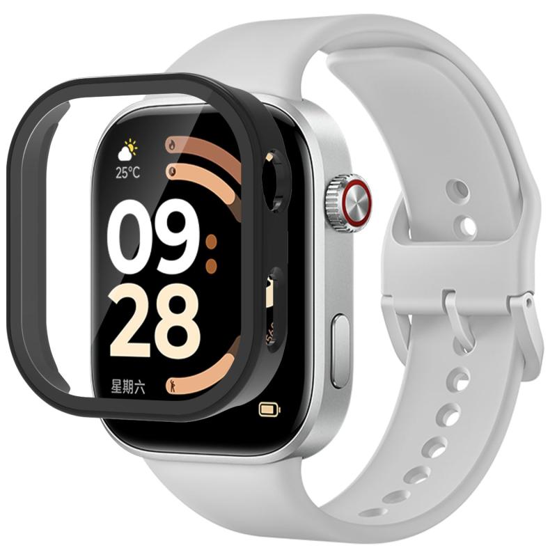 JIAYJP for Redmi Watch6 用 ケース ガラスフイルム 一体型ケース PC+ガラス素材 指紋防止 耐衝撃 装着簡単 高透過率 全面保護 超薄型 Redmi Watch6 カバー (ブラック)⌚【対応機種】Redmi Wa...