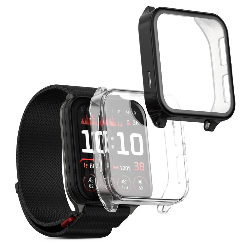 kwmobile 2x ケース Garmin Venu X1対応 カバー - フルカバー シリコン 耐衝撃 全体保護 透明/黒色ぴったり: Garmin Venu X1対応フルプロテクション: 頑丈で柔らかいTPUシリコンで作られた保護カバ...