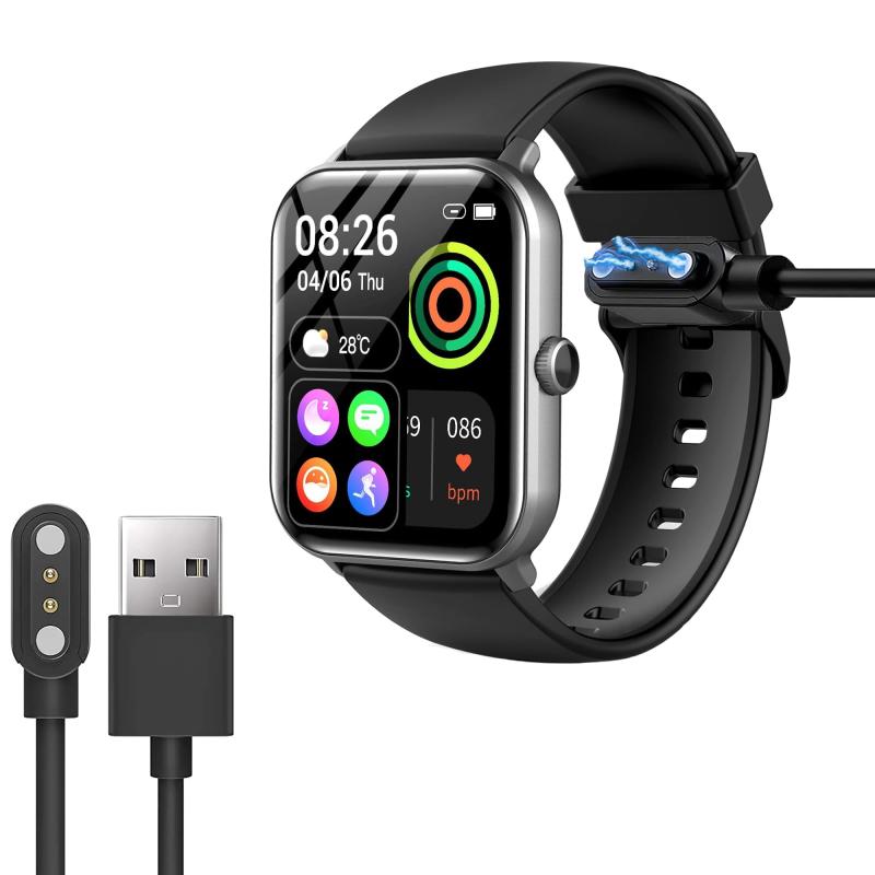 Lamshaw for Segick スマートウォッチ ケーブル, USB 磁気充電ケーブル 磁気吸着 1メートル コンパクト 持ち運び便利 Segick kw105 / Vialove kw105 1.9インチスマートウォッチ対応【対応機...