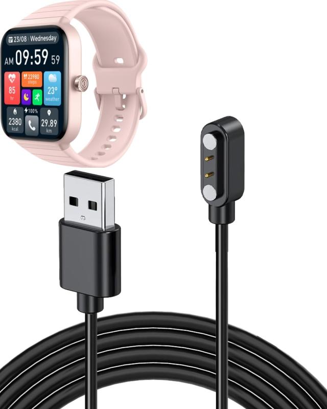 【1本】Motivaris IDW25 対応 スマートウォッチ 充電ケーブル 充電器 USB-Aコネクタ 携帯充電器 超高耐久 60cm長さ 軽量 小さい 持ち運び便利【ブラック】【広範な互換性】：対応機種：Motivaris IDW25、...