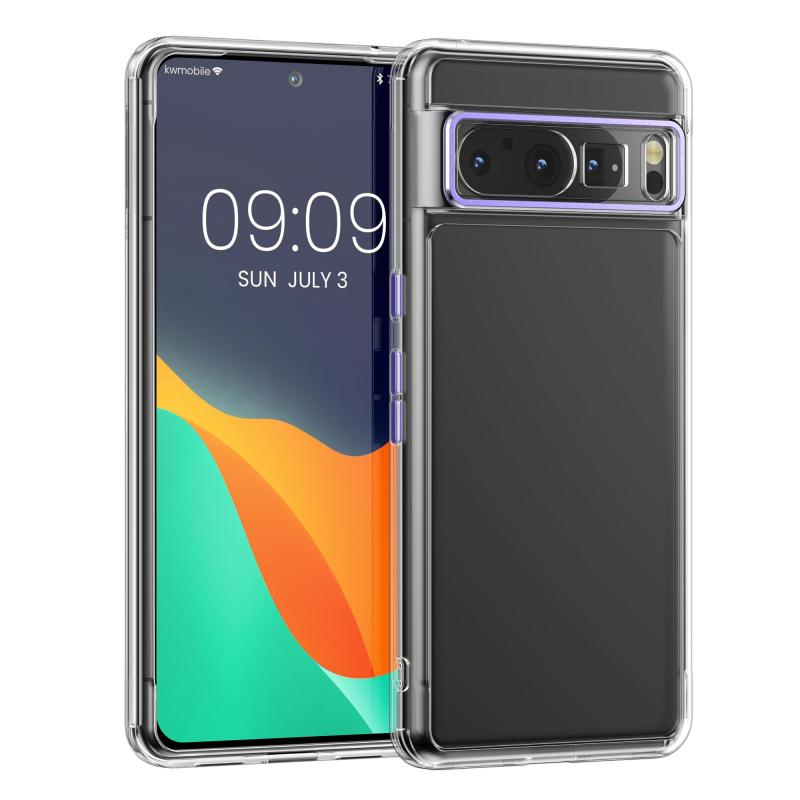 kwmobile スマホケース Google Pixel 8 Pro対応 ケース - 耐衝撃 クリア 黄ばみ防止 TPUケース 透明/黒色ぴったり: Google Pixel 8 Pro対応プロテクション: 頑丈なPCケースと滑りにくいTP...