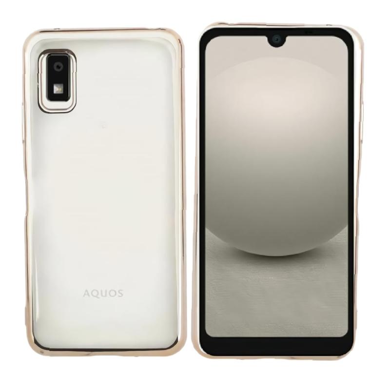 AQUOS Wish 3 SH-53D A302SH ケース クリア 全面保護 カバー サイドメッキ加工 TPU クリア 薄型 耐衝撃 衝撃吸収 ケース カバー 保護ケース ストラップホール付き 落下防止 擦り傷防止 レンズ保護