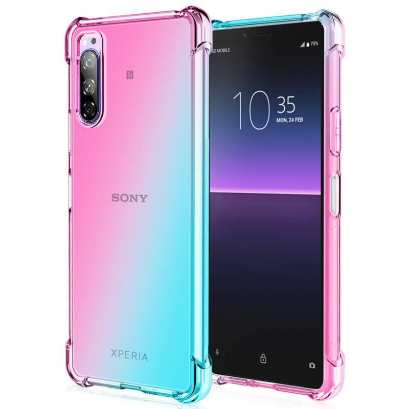 Xperia 5 ケース クリア TPU SOV41 901SO ケース 薄型 軽量 グラデーション スマホケース バンパー 耐衝撃 黄変なし イヤレス充電対応 ソニー エクスペリア 5 透明携帯カバー HB-62-07-X5【対応機種&a...