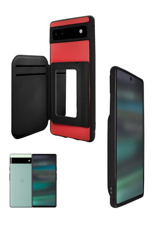 シズカウィル Google Pixel 6a au softbank SIMフリー ケース カバー Ayna アイナ 鏡付ケース スマホケース Red Black【いつでもどこでも簡単チェック ミラーケース】 コンパクトタイプでフィット感が...