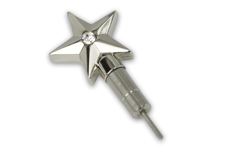 Deff【スマートフォンのイヤホンジャックに】 Glitter Jack Pierce with SIM PIN/DAA-JPMGS製品素材：鉄+クロムメッキ加工（フレーム）、スワロフスキー・エレメント（Starは2個、Heartは1個）製...