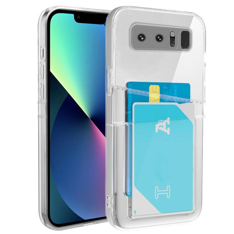 適用 Galaxy note8 note9 note10pro クリア ケース 透明 ストラップ 同梱 ぎゃらくしー S20 S21 S22 S23 ギャラクシー A53 A54 カードケース 背面収納 2枚