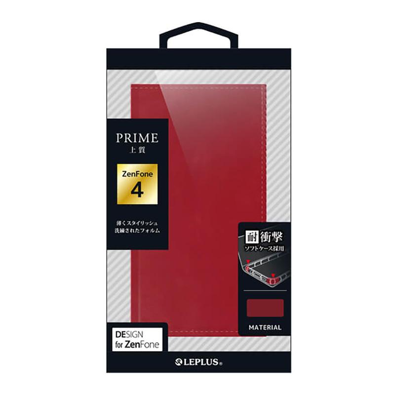ZenFone(TM) 4 薄型PUレザーフラップケース「PRIME」 レッド上質なPUレザーを使用/エッジの効いたシャープなデザイン/動画視聴に最適なスタンド機能/カード収納：1枚/ストラップホール付き