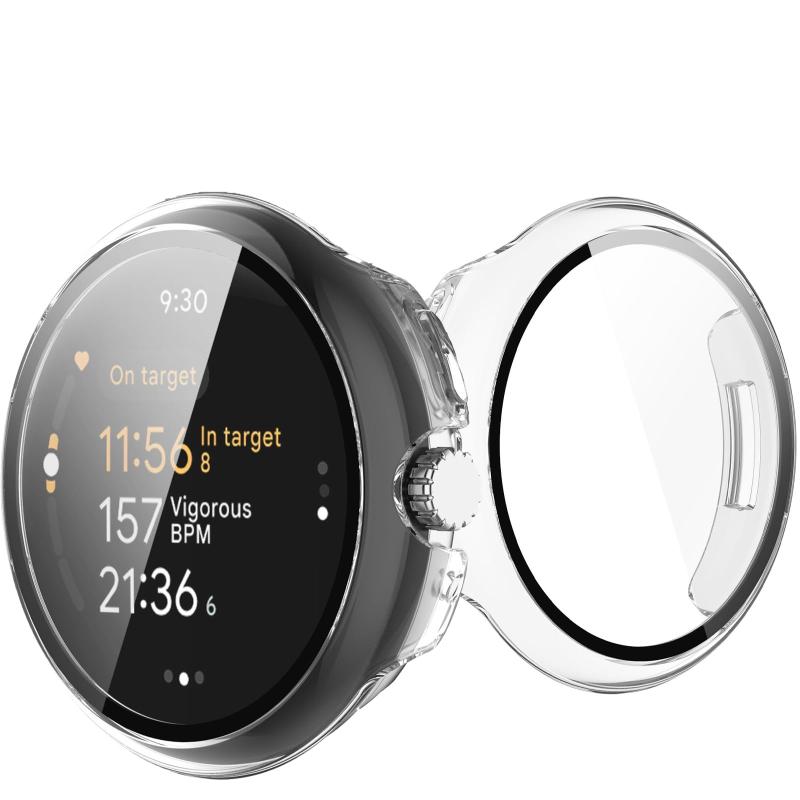UIUIKA For Google Pixel Watch 41mm 専用カバー Google Pixel Watch 1/2/3 保護ケース セット 強化ガラスフィルム+超耐衝撃PCフレーム 落下・衝撃・スクラッチ防止 反射低減 指紋防止...