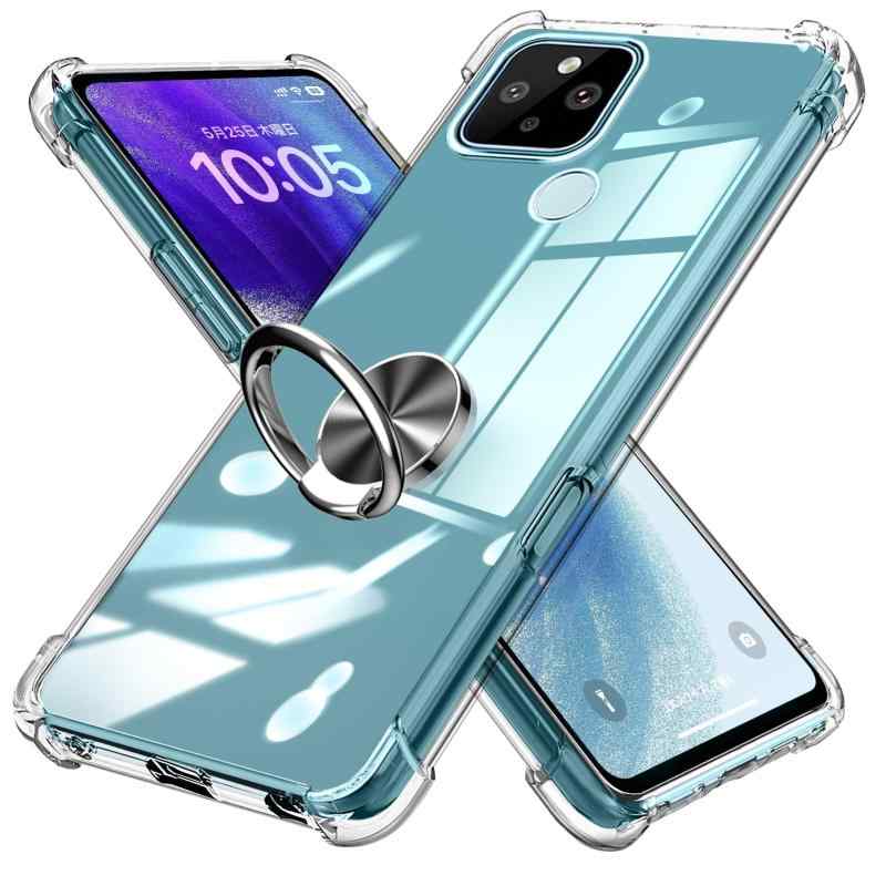 Google Pixel 5A ケース リング付き クリア TPU 透明 耐衝撃 柔らかい手触り 四隅エアクッション カバー 頑丈 車載ホルダー対応 スタンド機能 防塵 薄型 軽量 落下防止 一体型 変形防止 ソニー Goog【対応機種】G...