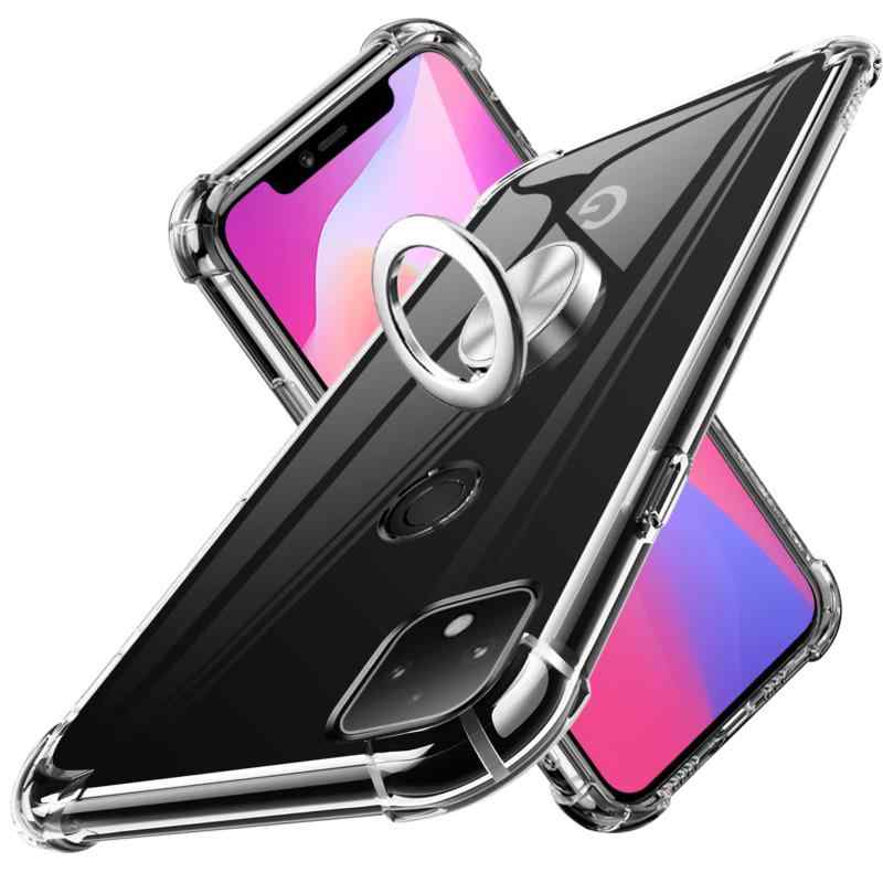 TLOMPLO 対応 Google Pixel 4a 5G 用の ケースリング 透明 TPU クリア 薄型 シリコン回転リング 車載ホルダー対応 ケース 黄変防止 耐衝撃 米軍MIL規格取得 滑り止め 指紋防止 カメラ保護 TPU カバーN...