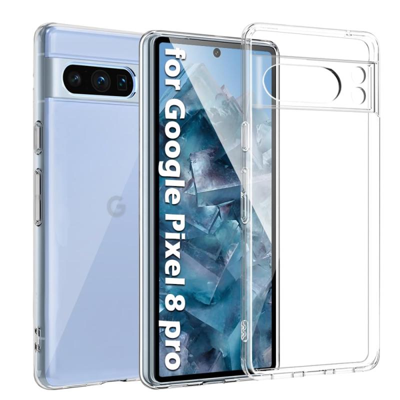 Kakuki For Google Pixel 8 Pro ケース クリア ソフトカバー ストラップホール付 透明TPU レンズ保護 薄型 指紋防止 黄変防止 落下防止 安心保護 軽量 全面保護カバー (Pixel 8 Pro 対応)【対応...