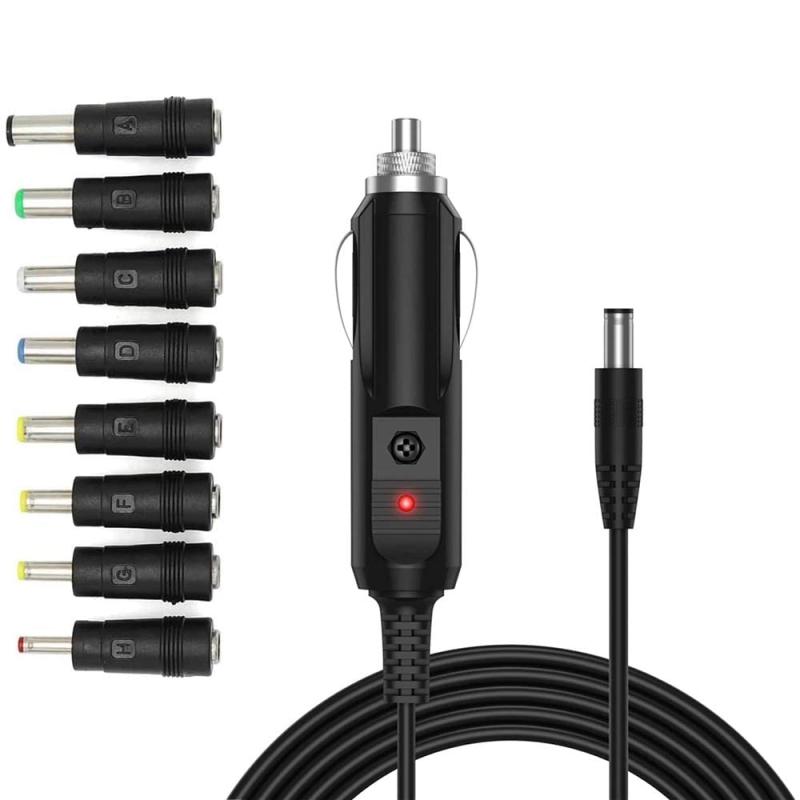 YFFSFDC 12V 車用シガーソケット延長ケーブル - DCジャックオス 5.5-2.1mm対応 変換アダプター 8 in 1 - LED指示ライト付き 車のシガーソケットに接続して色々な機器に接続可能