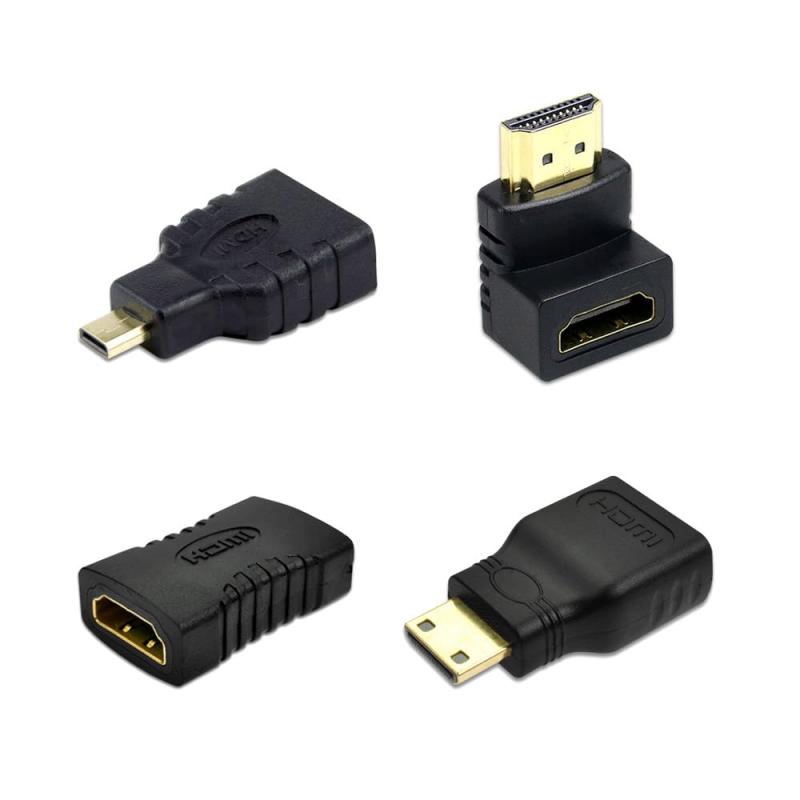 HDMI mini変換 HDMI コネクタ HDMI変換アダプタ【4種類セット(90° L型/HDMIメス-HDMIメス/micro HDMI/HDMIメス-オス)】 HDMI 接続 変換 延長 金メッキインターフェース HD伝送【パッケー...