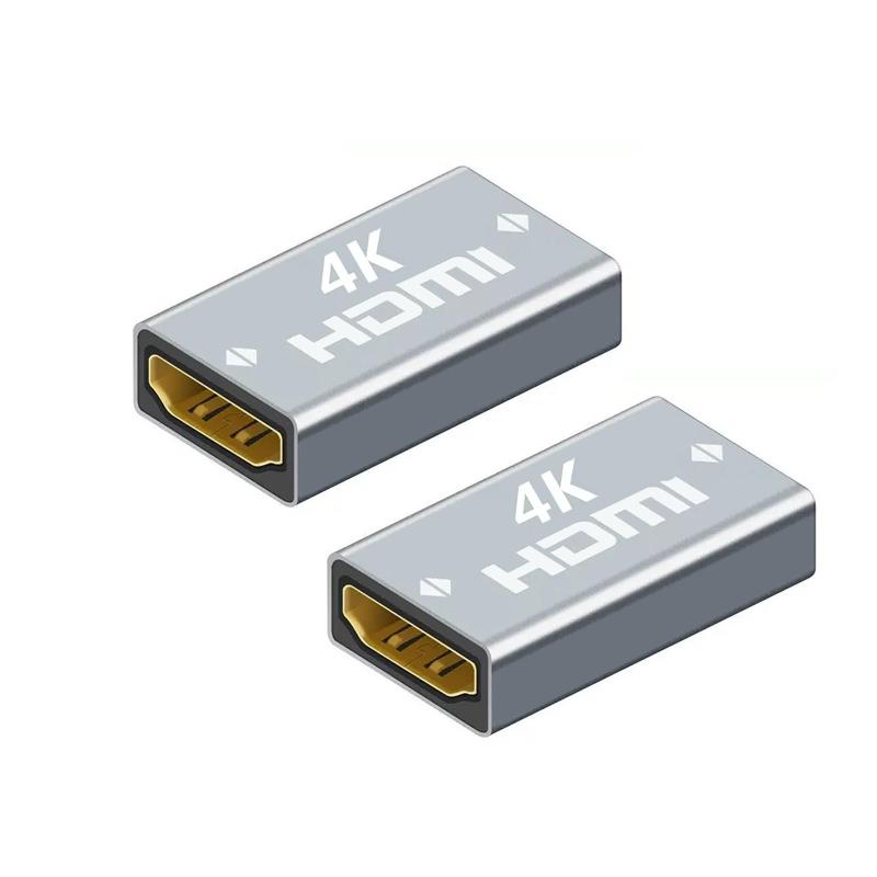 TRkin HDMI延長コネクタhdmi中継アダプタ（メス-メス）4 K 60 Hz延長アダプタ18 Gbps HDMI 2.0規格超高速hdmi 2点セットシルバー【HDMIメスHDMIメス】HDMIデータ線を2本接続できるHDMIメスイ...
