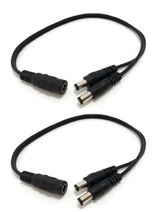 Access 【 20cm x 2個 】DC電源ケーブル 2分岐ケーブル 外径5.5mm 内径2.1mm SMD 5050 5630 2835 3528 LEDテープライト用と防犯カメラ用電源延長ケーブル 1メスー2オススプリッタケーブル ...