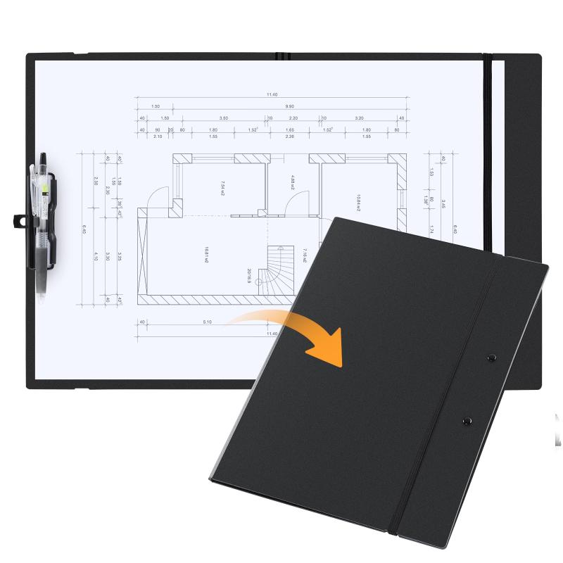 FRETONBA 折りたたみ クリップボード 縦横両用 バインダー ティーチング用 ブラック