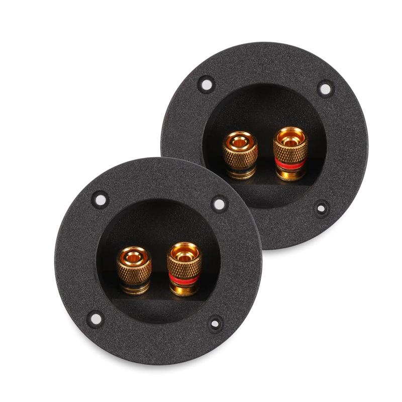 【Ocello】ブラック丸型スピーカー端子 ターミナル - バナナプラグ対応 スピーカーボックス作成・修理メンテナンスに使えます